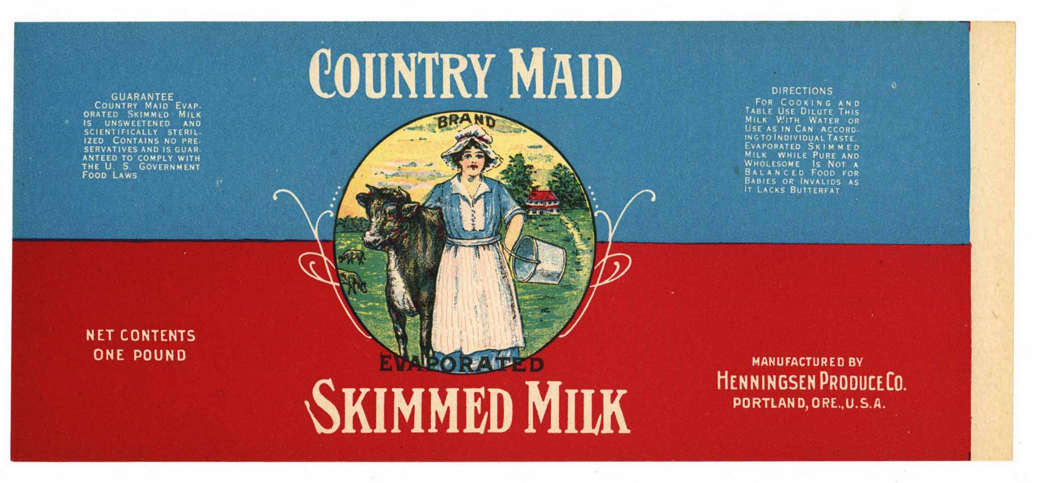 Country Maid Brand Vintage Oregon Milk Can Label – thelabelman