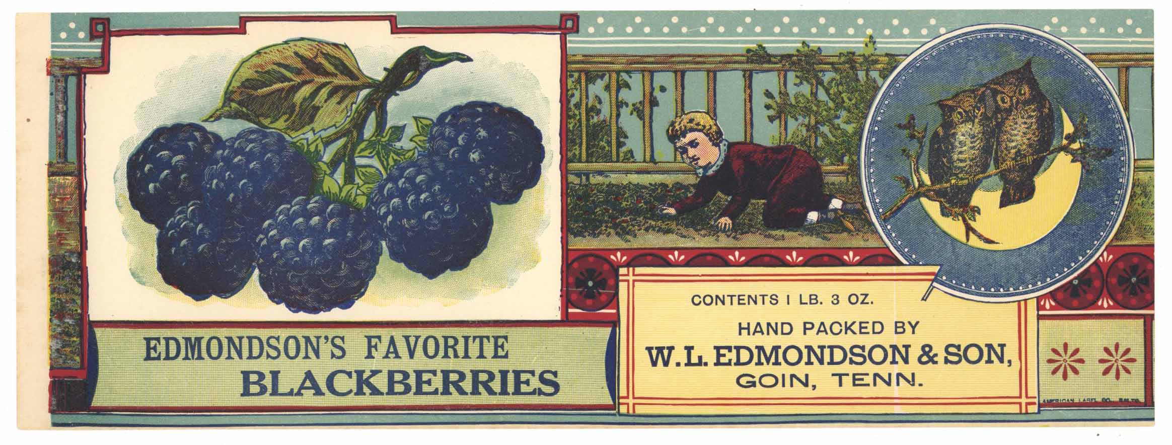 Edmondson's Favorite Brand Vintage Goin Tennessee Berry Can Label ...