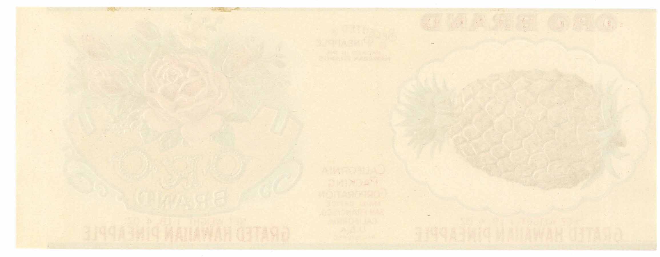 Oro Brand Vintage Hawaiian Pineapple Can Label – thelabelman