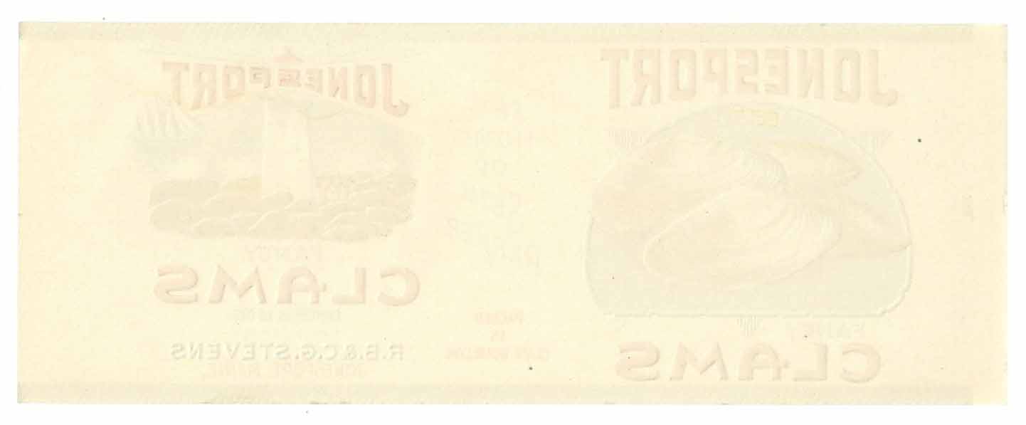 Jonesport Brand Vintage Clam Can Label, embossed – thelabelman