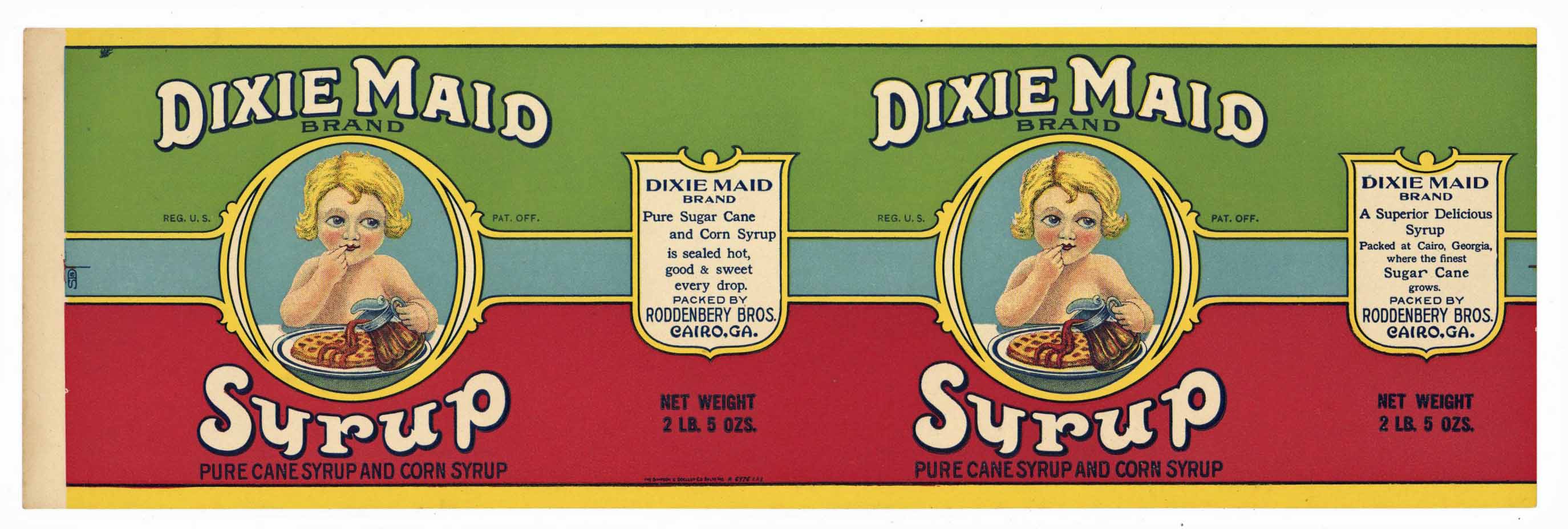 Dixie Maid Brand Vintage Georgia Cane Syrup Can Label – thelabelman