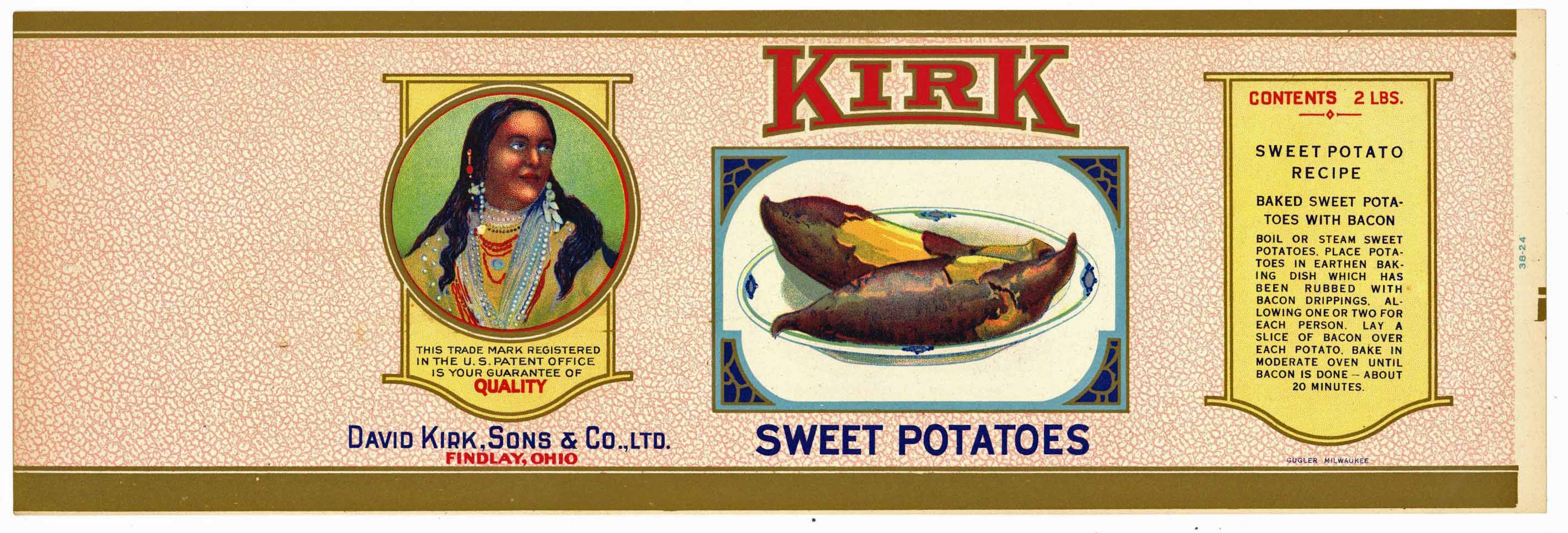 Kirk Brand Vintage Findlay Ohio Sweet Potatoes Can Label – thelabelman