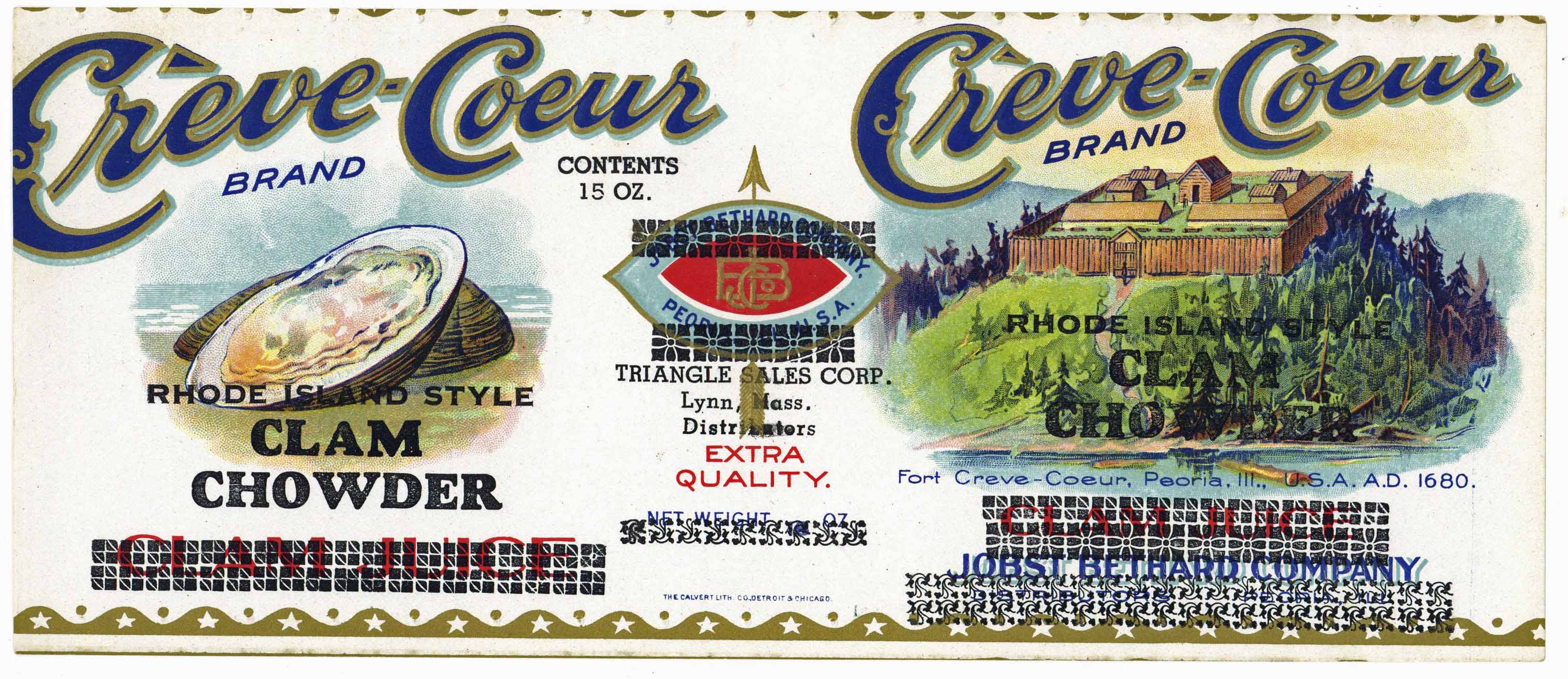 Creve-Coeur Brand Vintage Clam Chowder Can Label, half clam – thelabelman