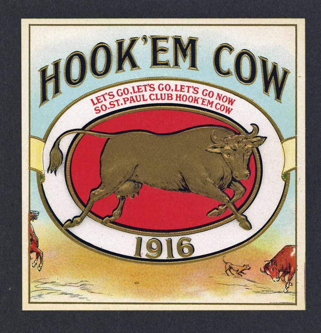 Hook'em Cow Brand Outer Cigar Label – thelabelman