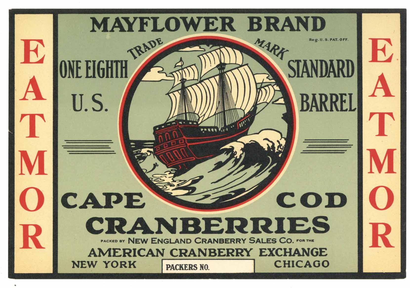 Mayflower Brand Vintage Cape Cod Cranberry Crate Label, 1/8, smaller ...