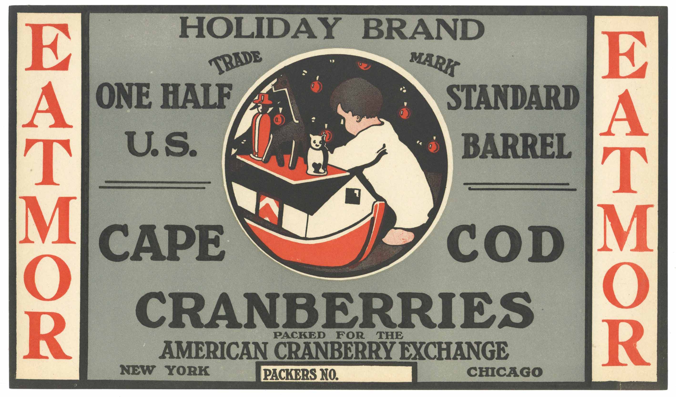 Holiday Brand Vintage Cape Cod Cranberry Crate Label, 1/2 – thelabelman