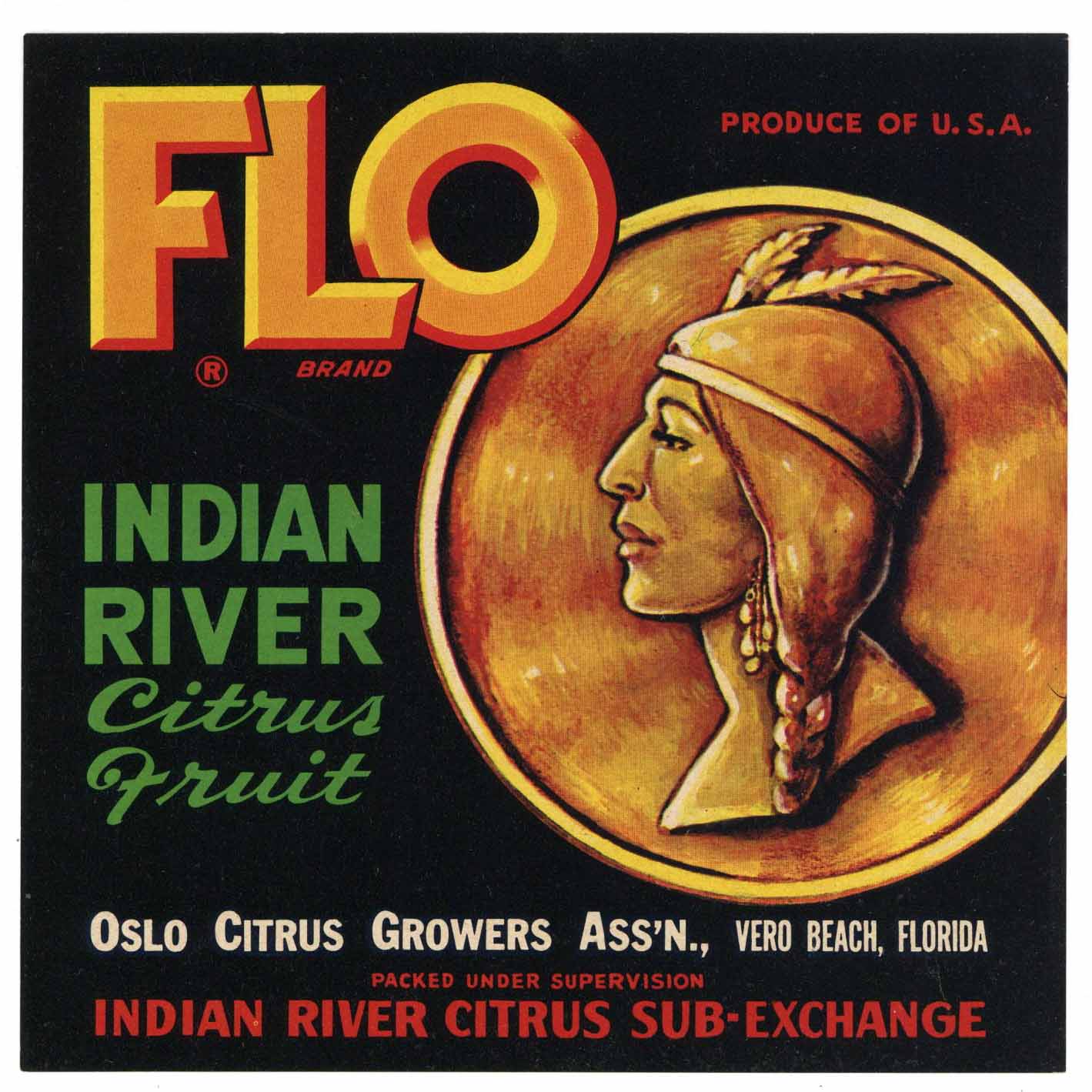 Flo Brand Vintage Oslo Growers Florida Citrus Crate Label, 7x7 ...