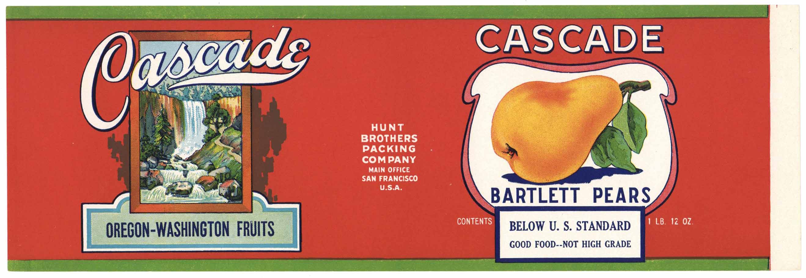 Cascade Brand Vintage Bartlett Pear Can Label, overprint – thelabelman