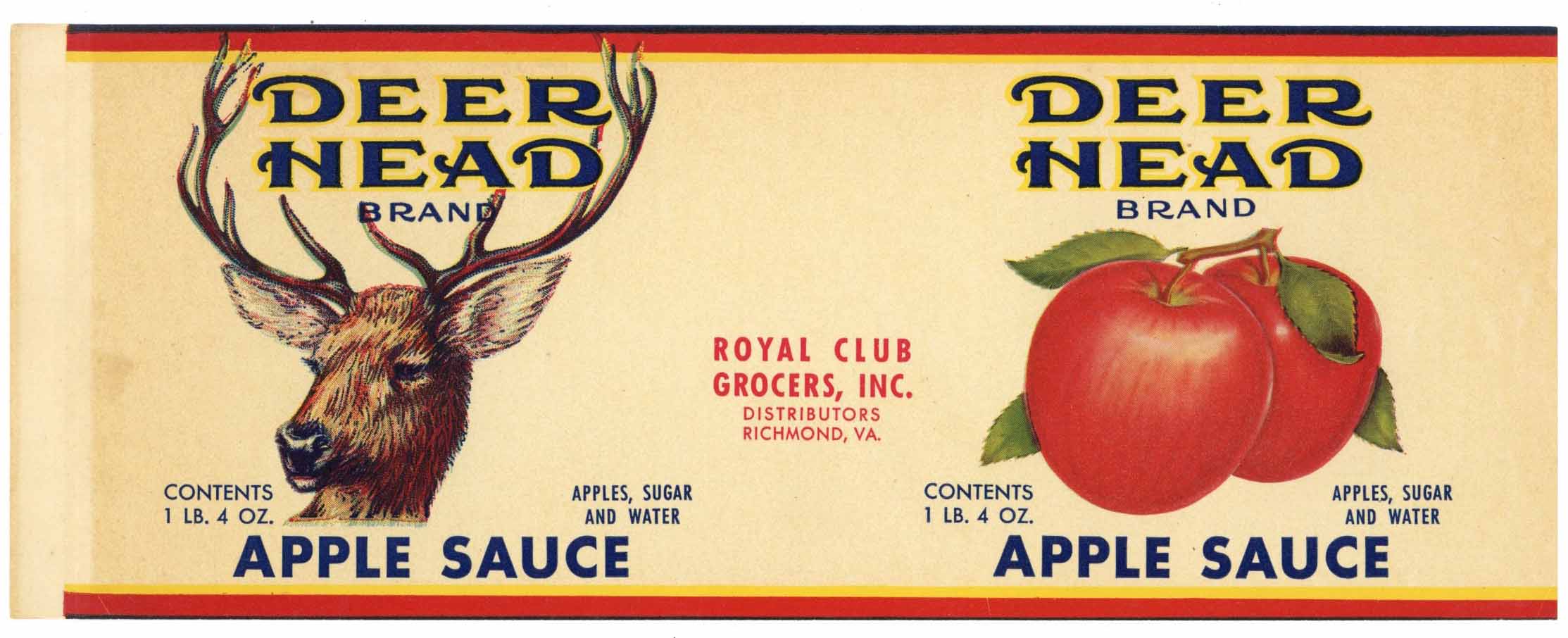 Deer Head Brand Vintage Richmond Virginia Can Label – thelabelman