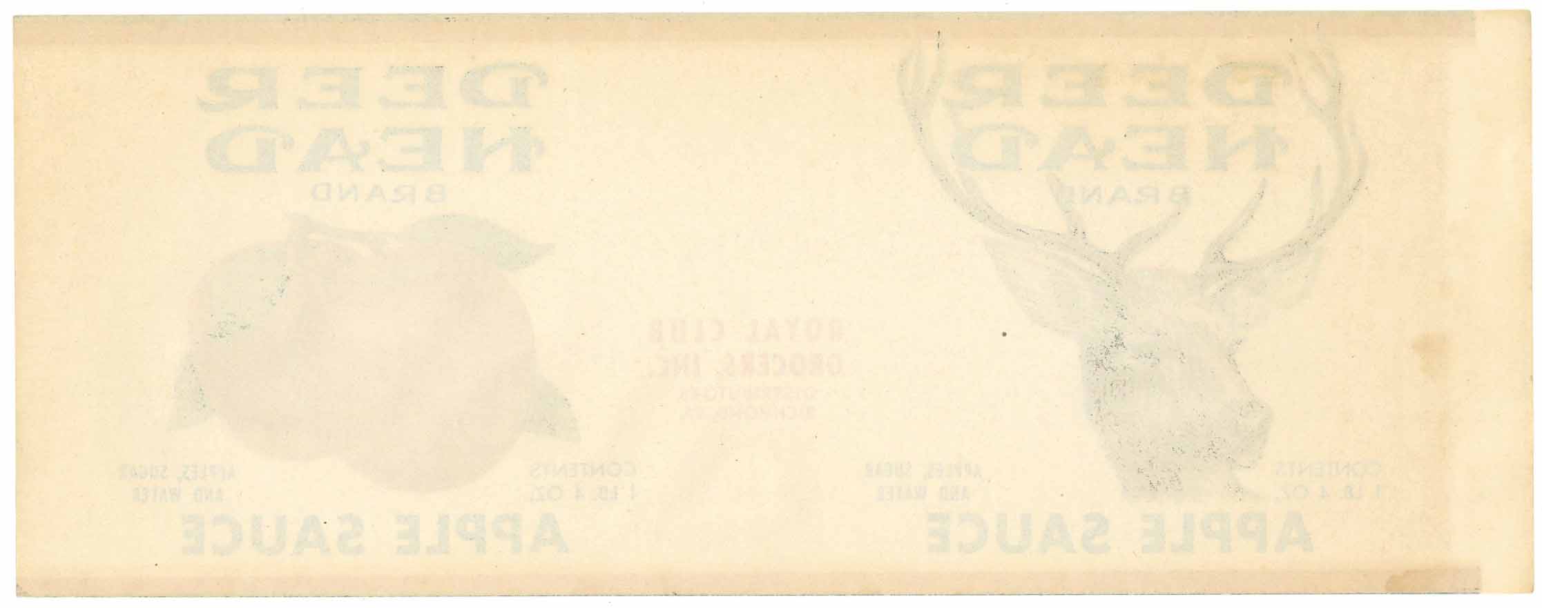 Deer Head Brand Vintage Richmond Virginia Can Label – thelabelman