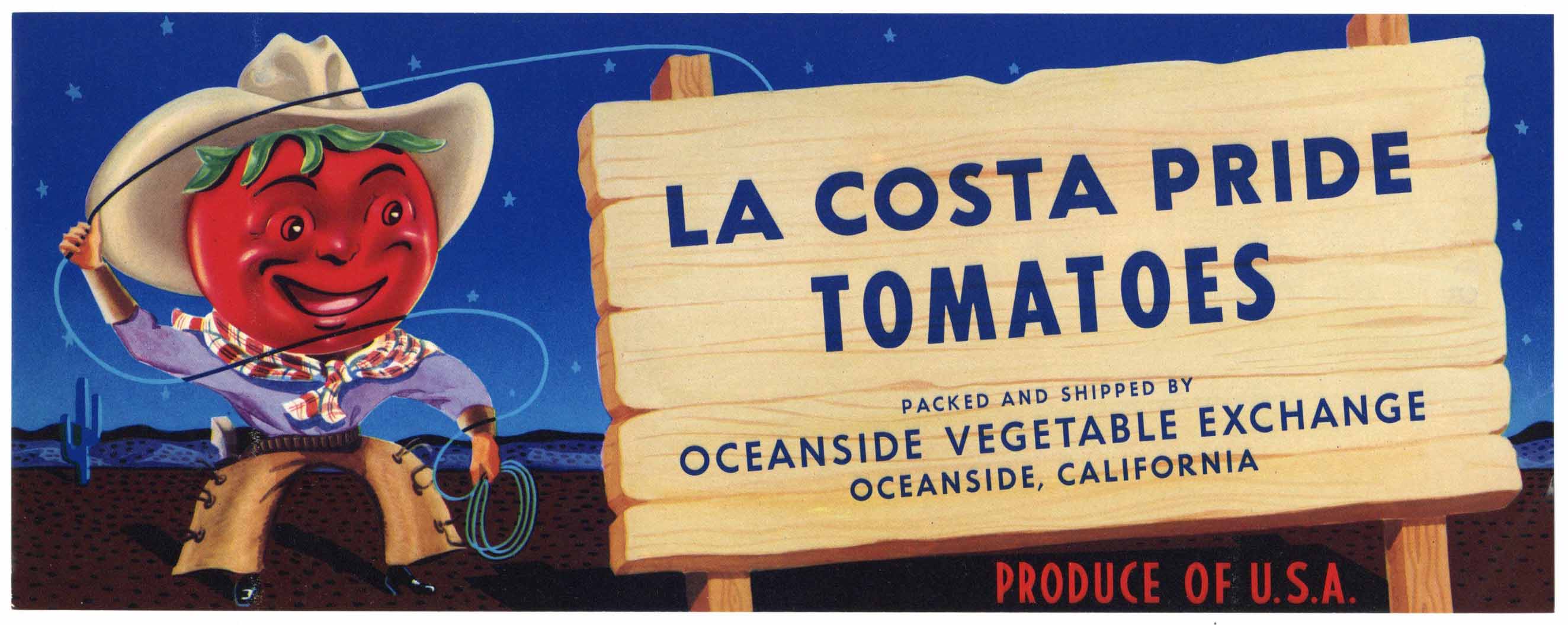 La Costa Pride Brand Vintage Oceanside California Tomato Crate Label ...