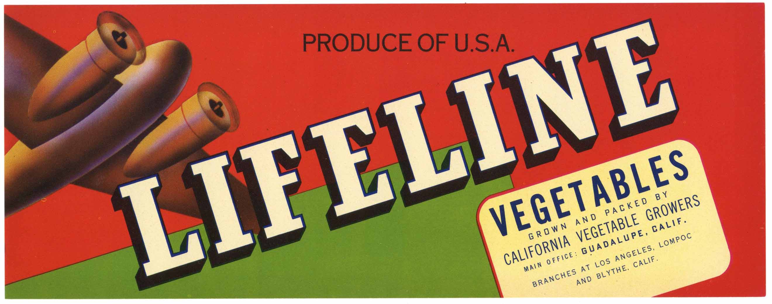 Lifeline Brand Vintage Guadalupe California Vegetable Crate Label ...