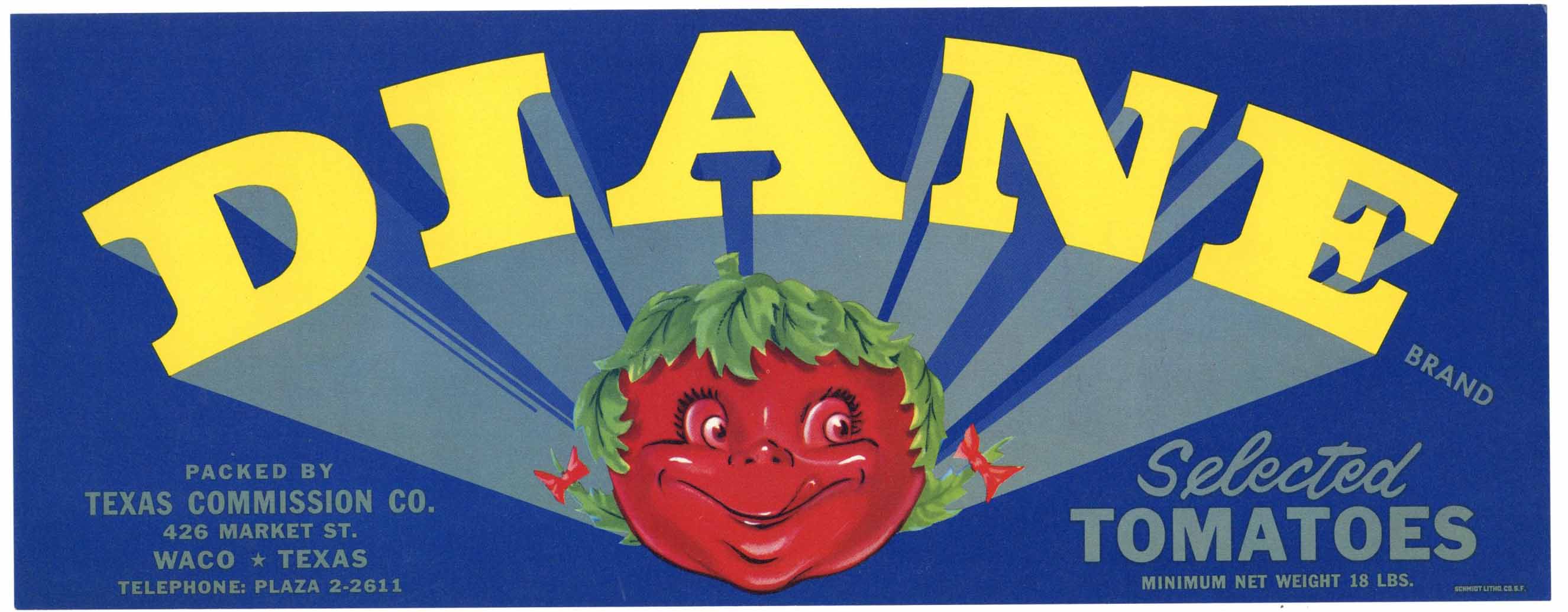 Diane Brand Vintage Waco Texas Tomato Crate Label – thelabelman