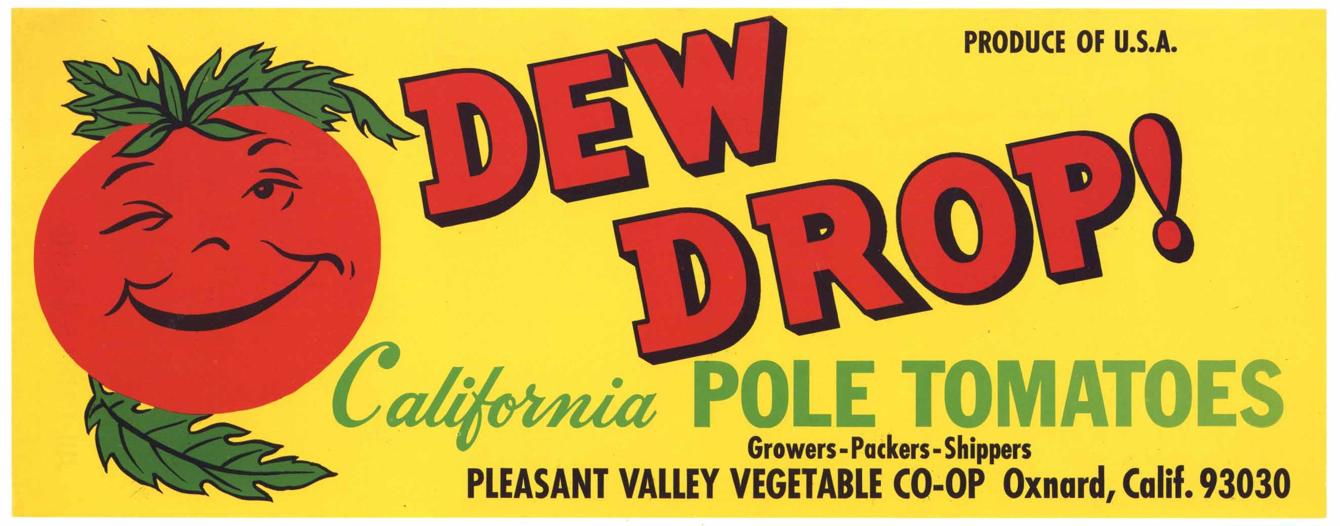 Dew Drop Brand Vintage Oxnard California Tomato Crate Label – thelabelman