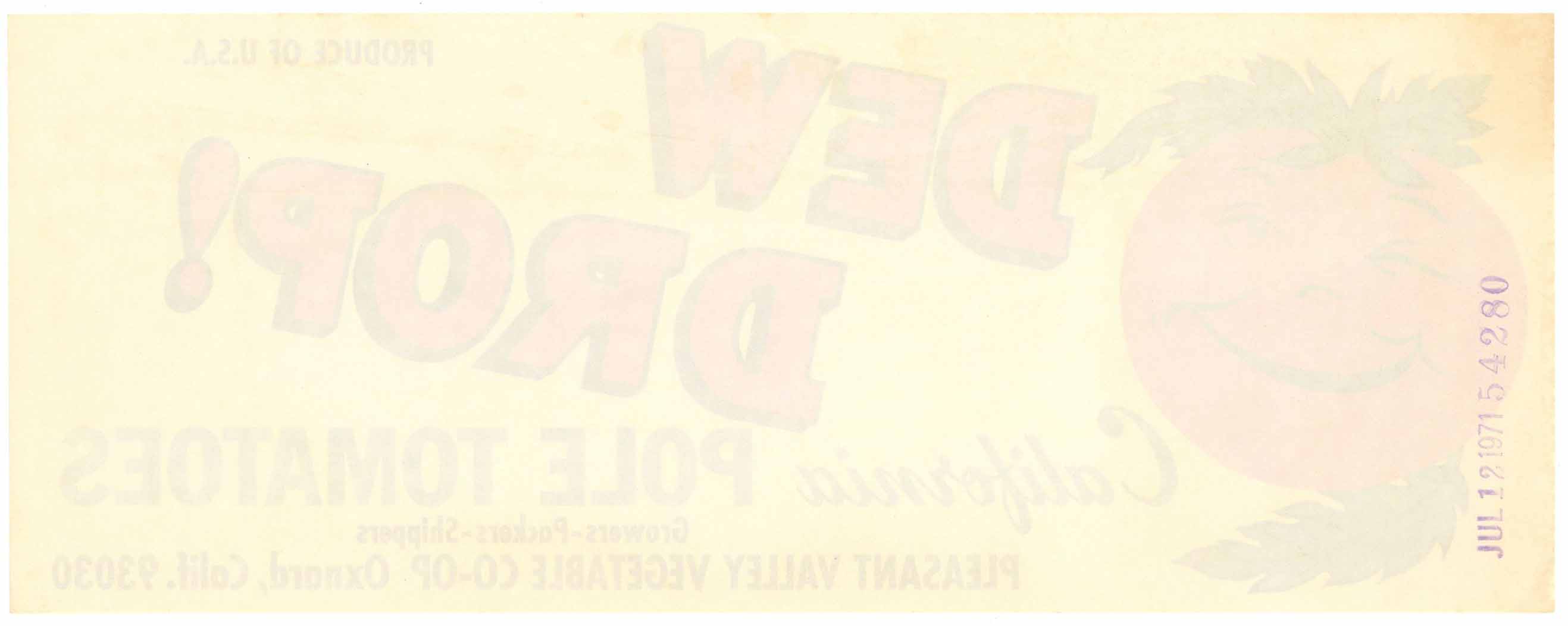Dew Drop Brand Vintage Oxnard California Tomato Crate Label – thelabelman