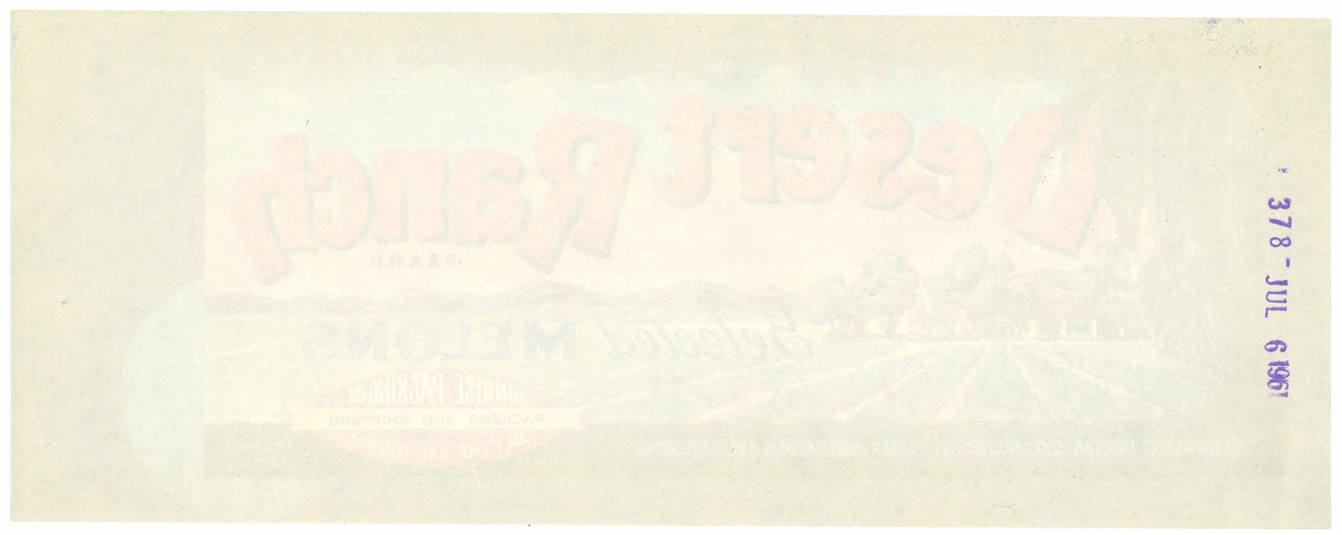 Desert Ranch Brand Vintage Imperial Valley Melon Crate Label, large ...