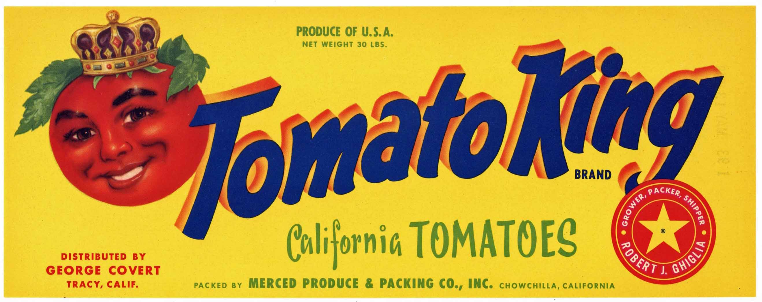 Tomato King Brand Vintage Chowchilla California Tomato Crate Label ...