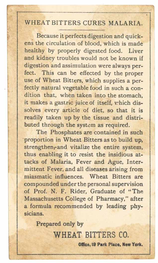 Victorian Trade Card, Wheat Bitters Co. New York – thelabelman