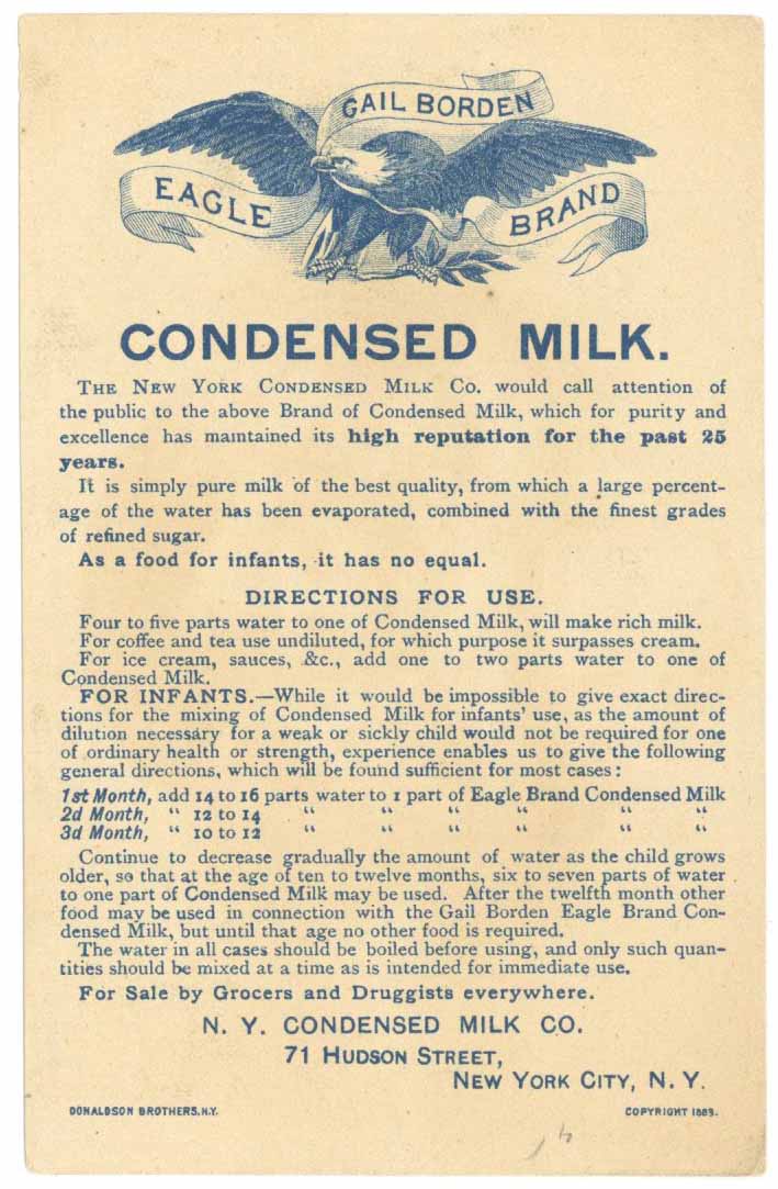 Victorian Trade Card, Eagle Condensed Milk, Borden – thelabelman