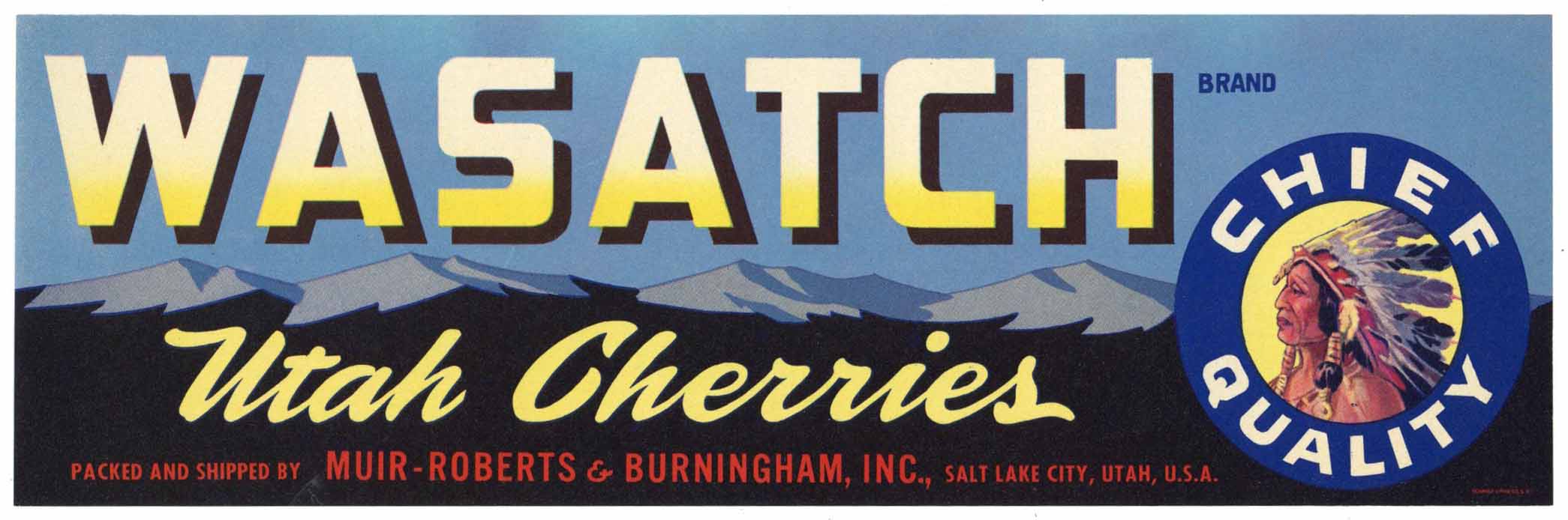 Wasatch Brand Vintage Salt Lake City Utah Cherry Crate Label – thelabelman
