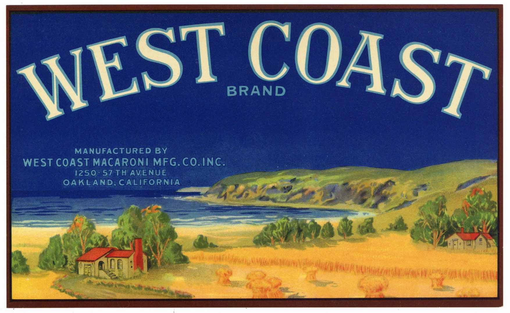 West Coast Brand Vintage Oakland California Macaroni Label – thelabelman