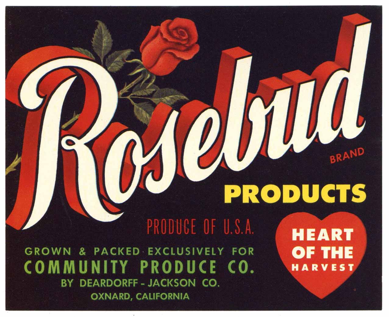 Rosebud Brand Vintage Oxnard California Vegetable Crate Label – thelabelman