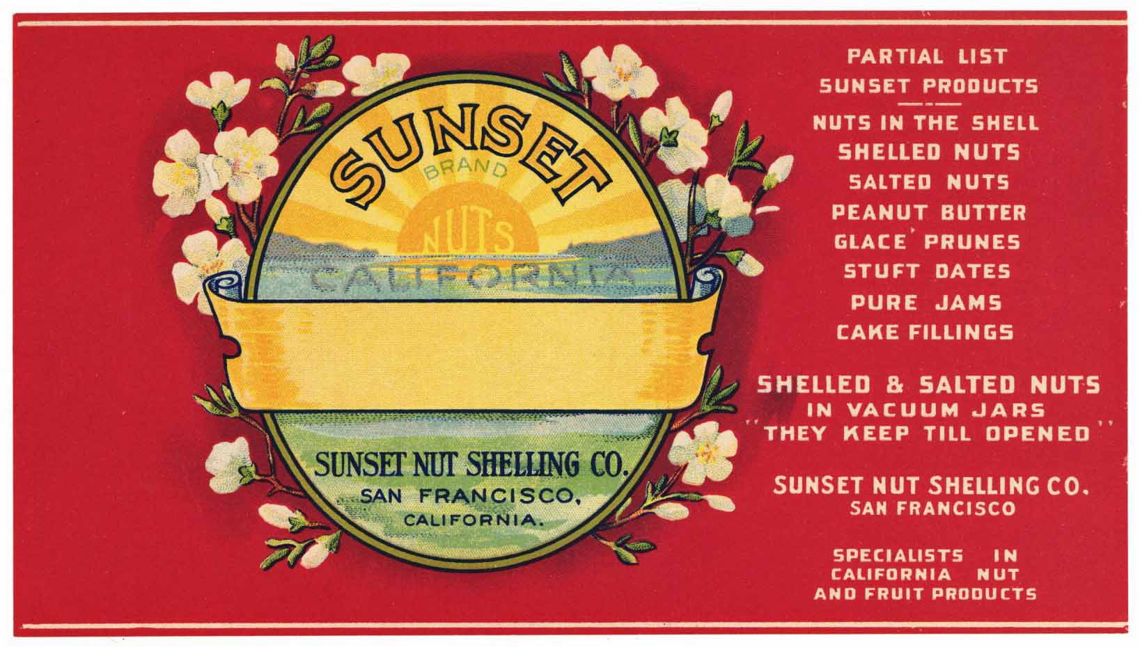 Sunset Brand Vintage Shelled Nut Can Label – thelabelman