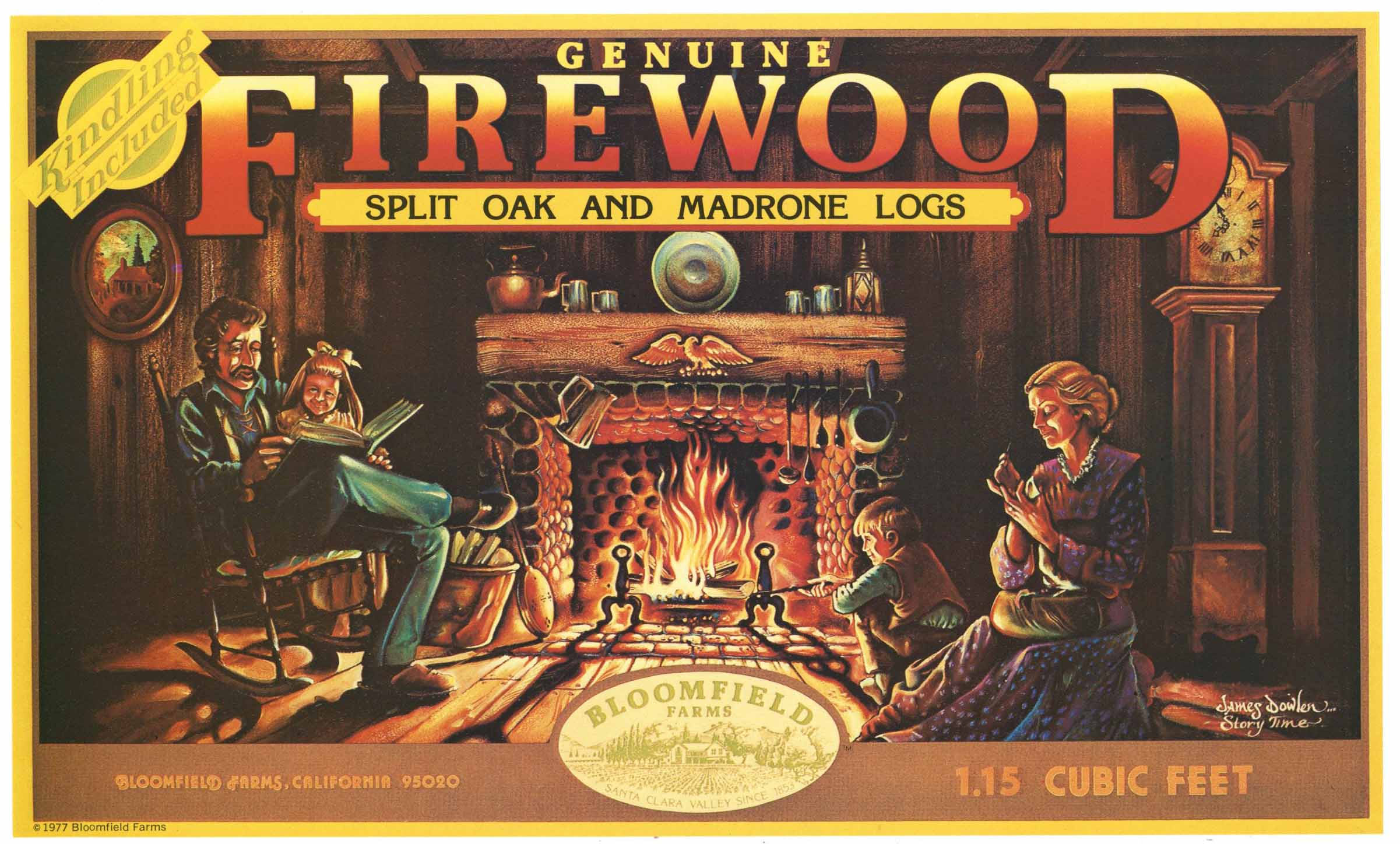 Genuine Firewood Brand Label, Bloomfield, California, fireplace ...
