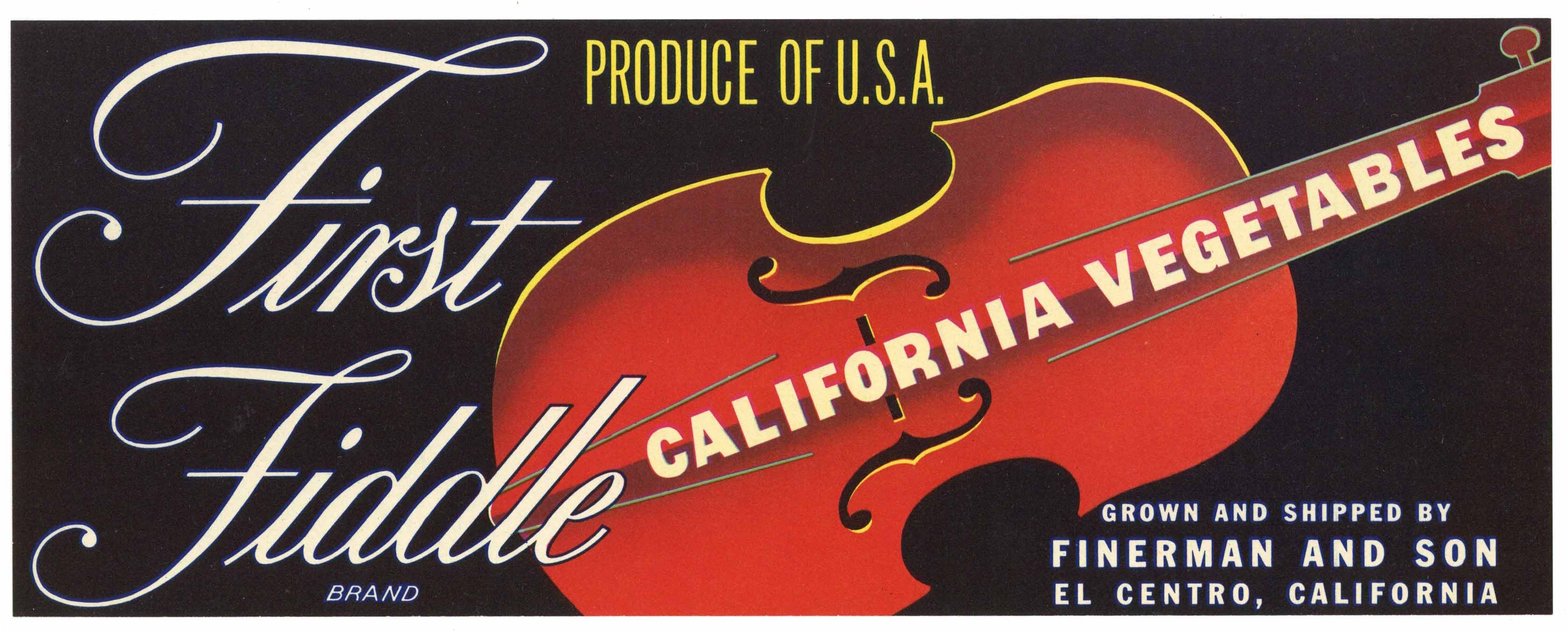 First Fiddle Brand Vintage Imperial Valley Vegetable Crate Label ...