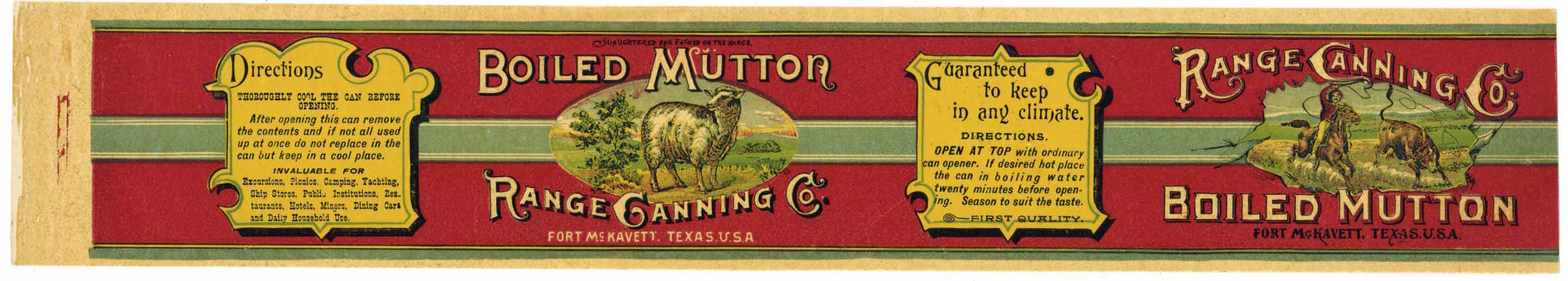 Boiled Mutton Brand Vintage Fort McKavett Texas Can Label – thelabelman
