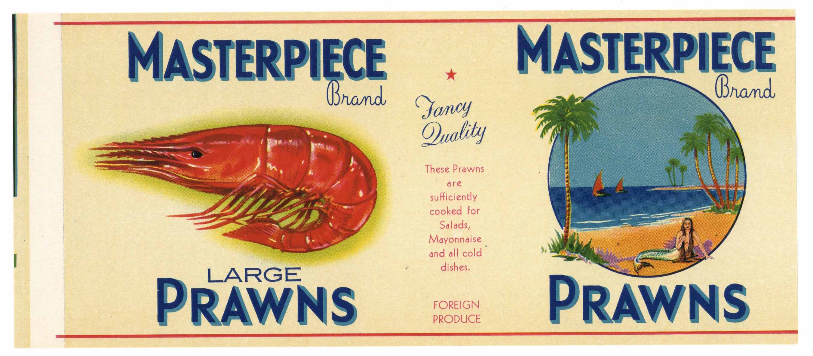 Masterpiece Brand Vintage Prawns Can Label – thelabelman