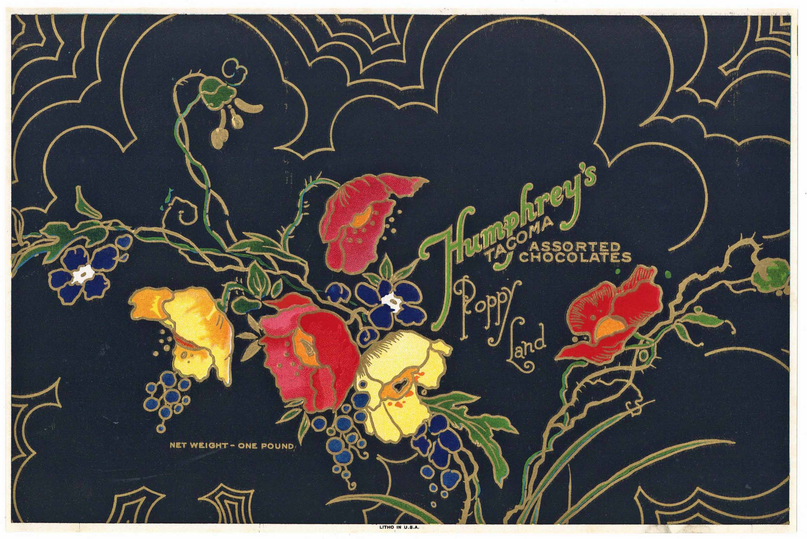 Humphrey's Poppy Land Brand Vintage Chocolate Candy Box Label – thelabelman
