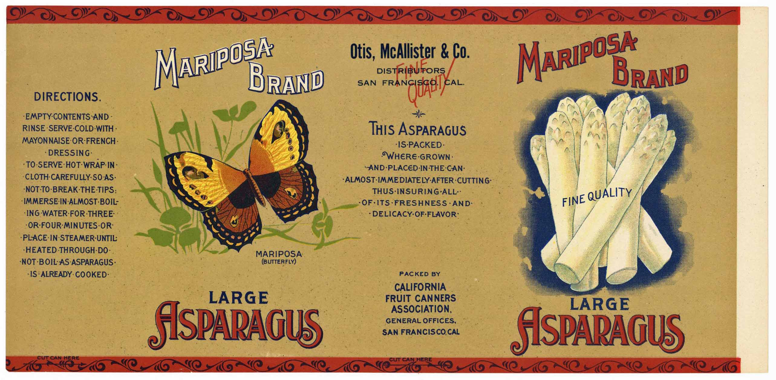 Mariposa Brand Vintage Asparagus Can Label – thelabelman
