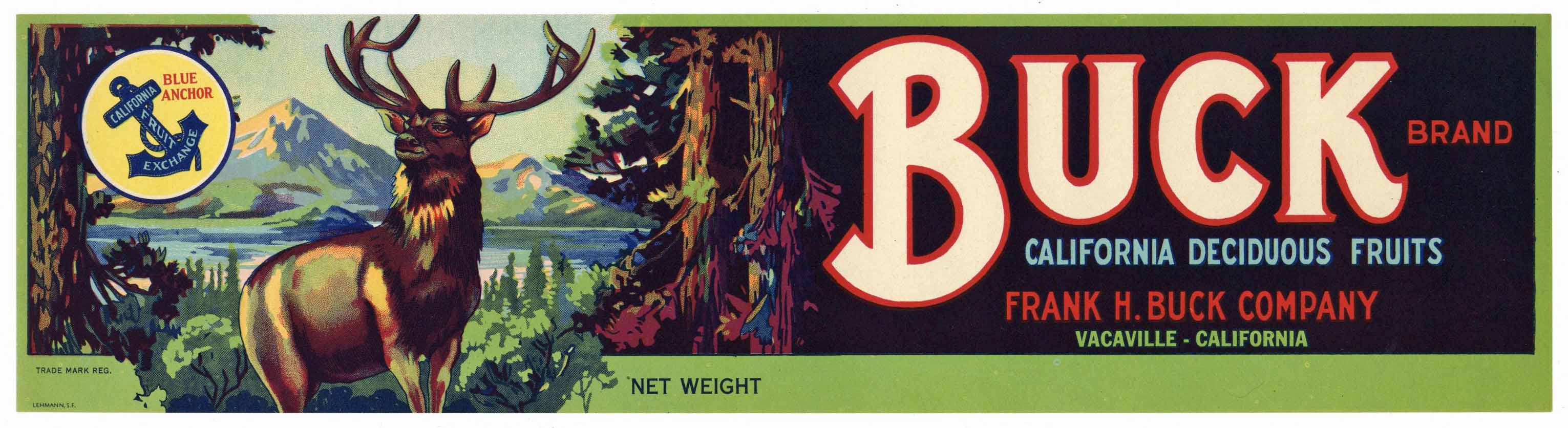 Buck Brand Vintage Vacaville Fruit Crate Label – thelabelman