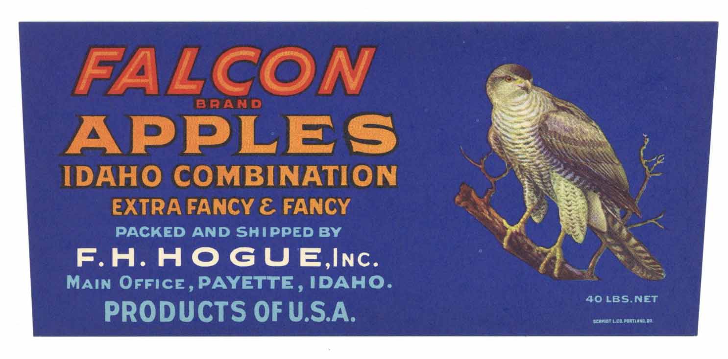 Falcon Brand Vintage Emmett Idaho Apple Crate Label, no border ...