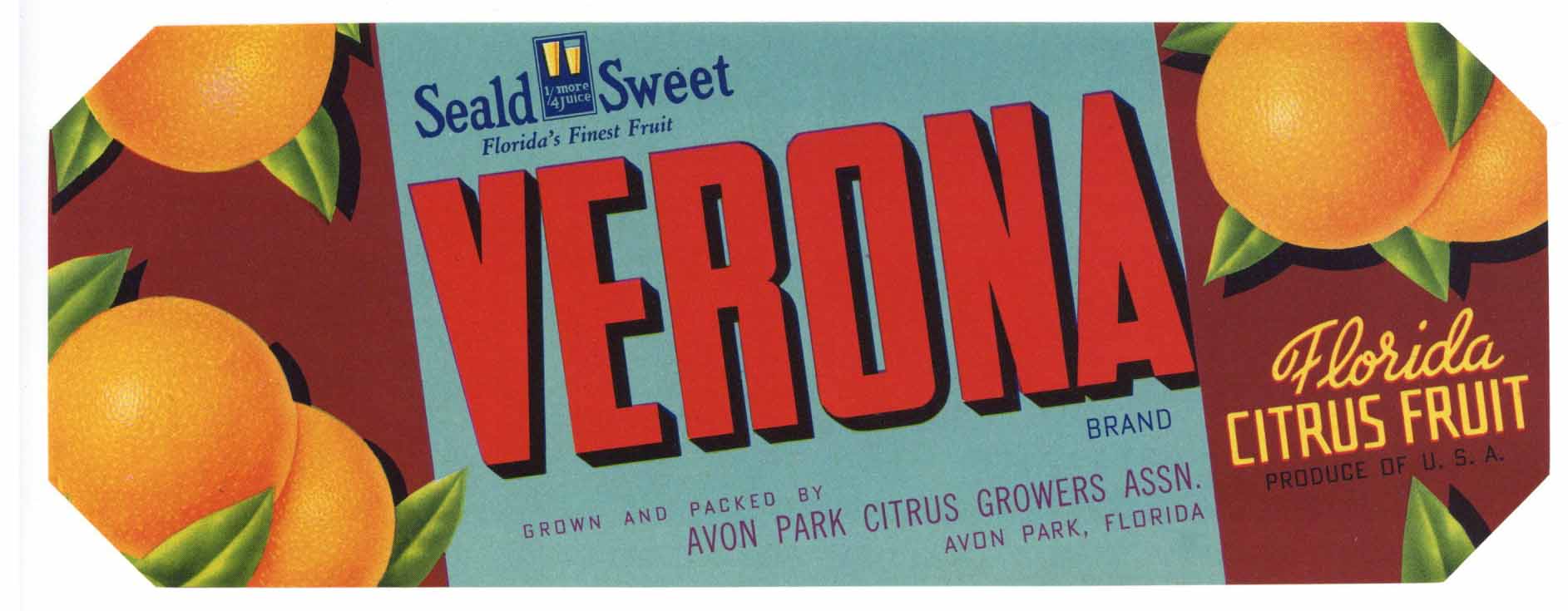 Verona Brand Vintage Avon Park Florida Citrus Crate Label – thelabelman