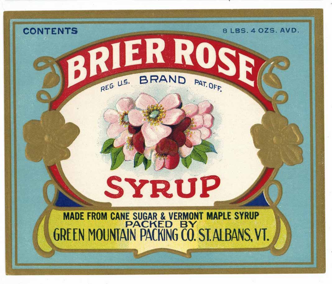 Brier Rose Brand Vintage Vermont Syrup Bottle Label – thelabelman