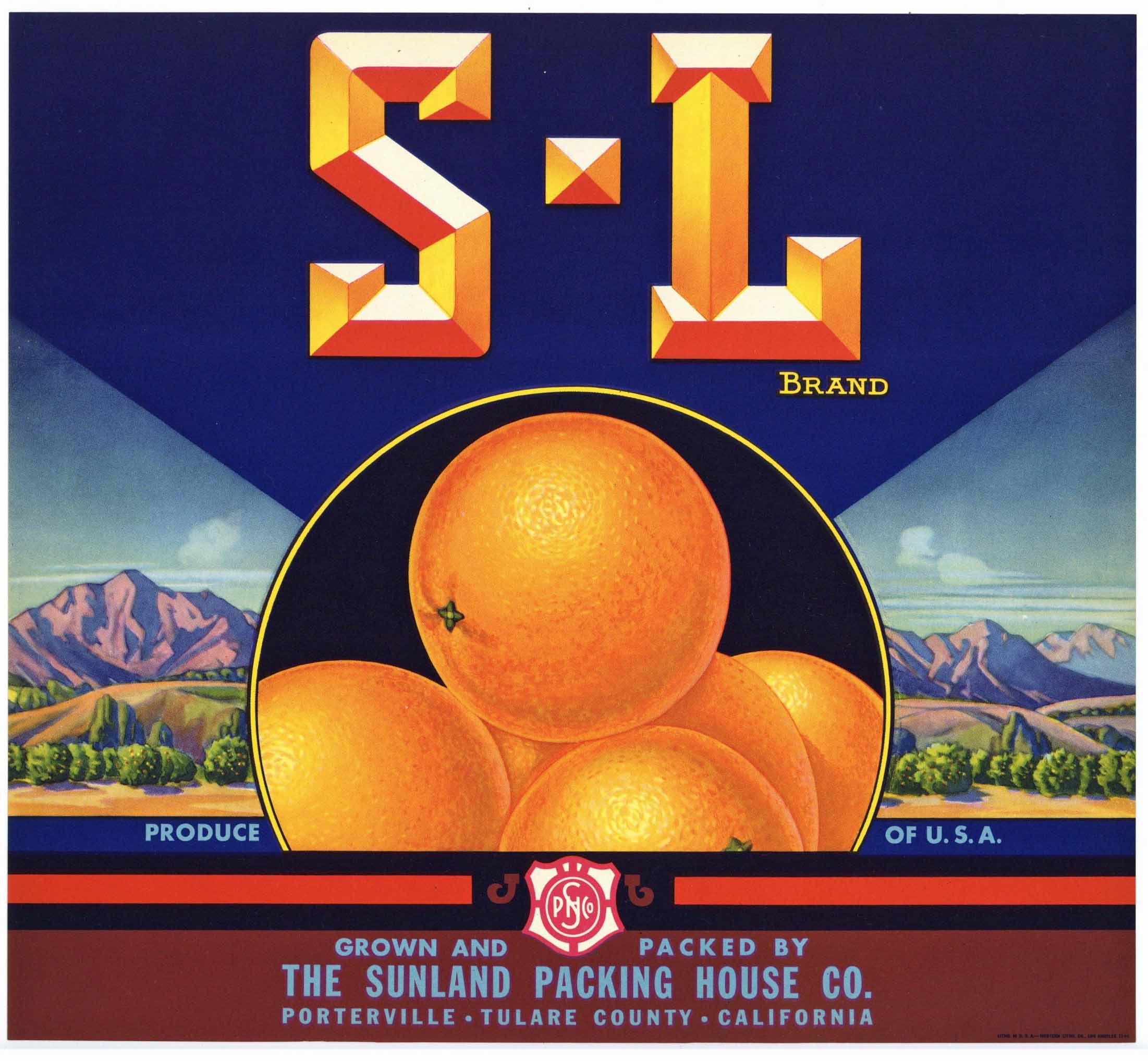 S - L Brand Vintage Tulare County Orange Crate Label – thelabelman