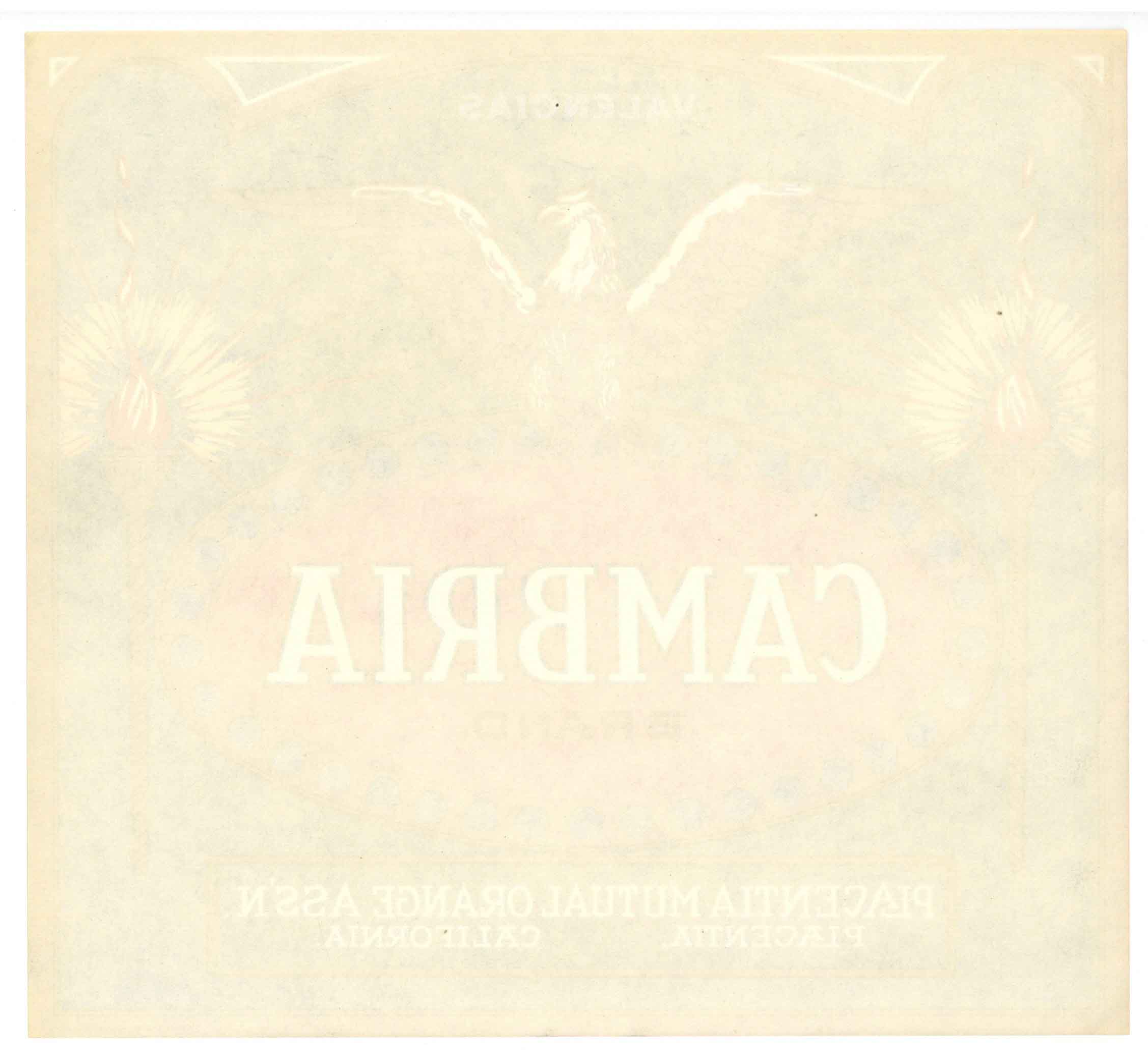 Cambria Brand Vintage Placentia Orange Crate Label – thelabelman