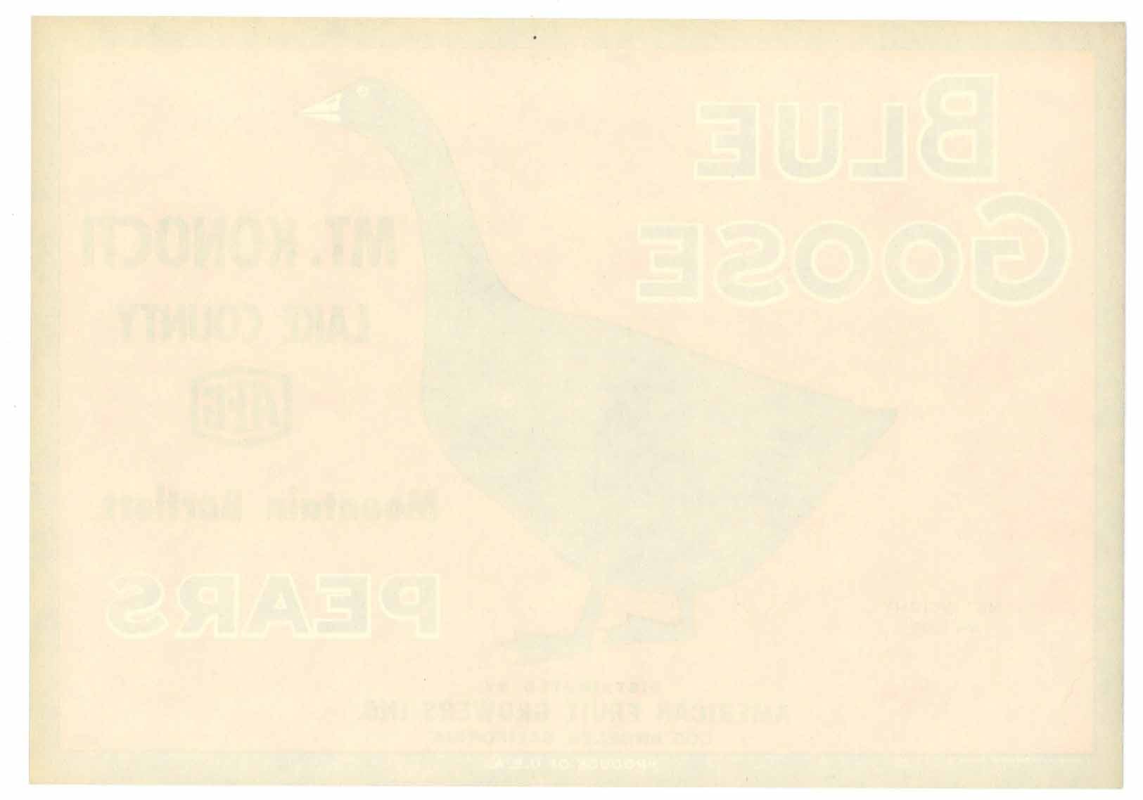 Blue Goose Brand Vintage Lake County California Pear Crate Label, Mt ...