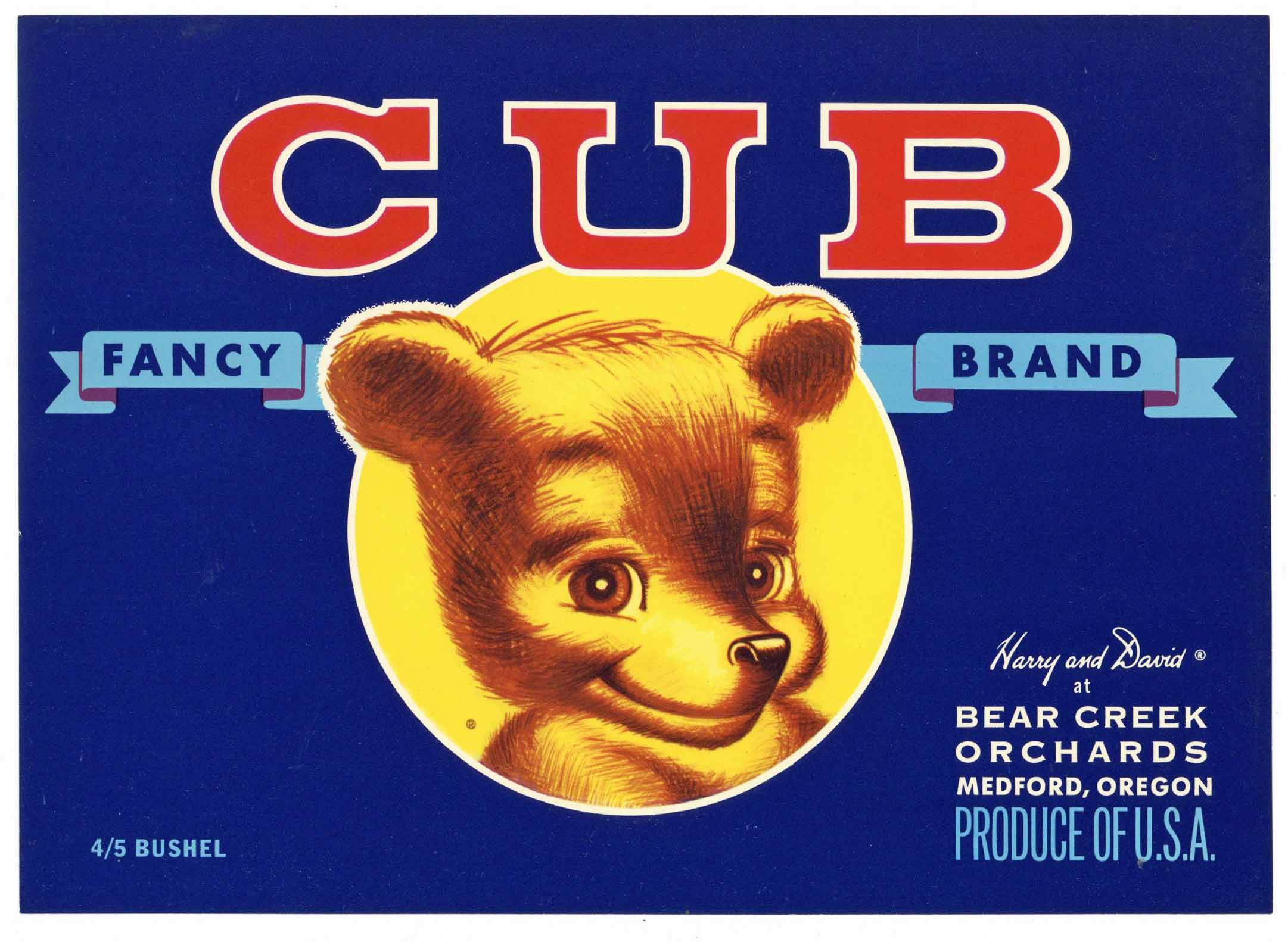 Cub Brand Vintage Medford Oregon Pear Crate Label – thelabelman