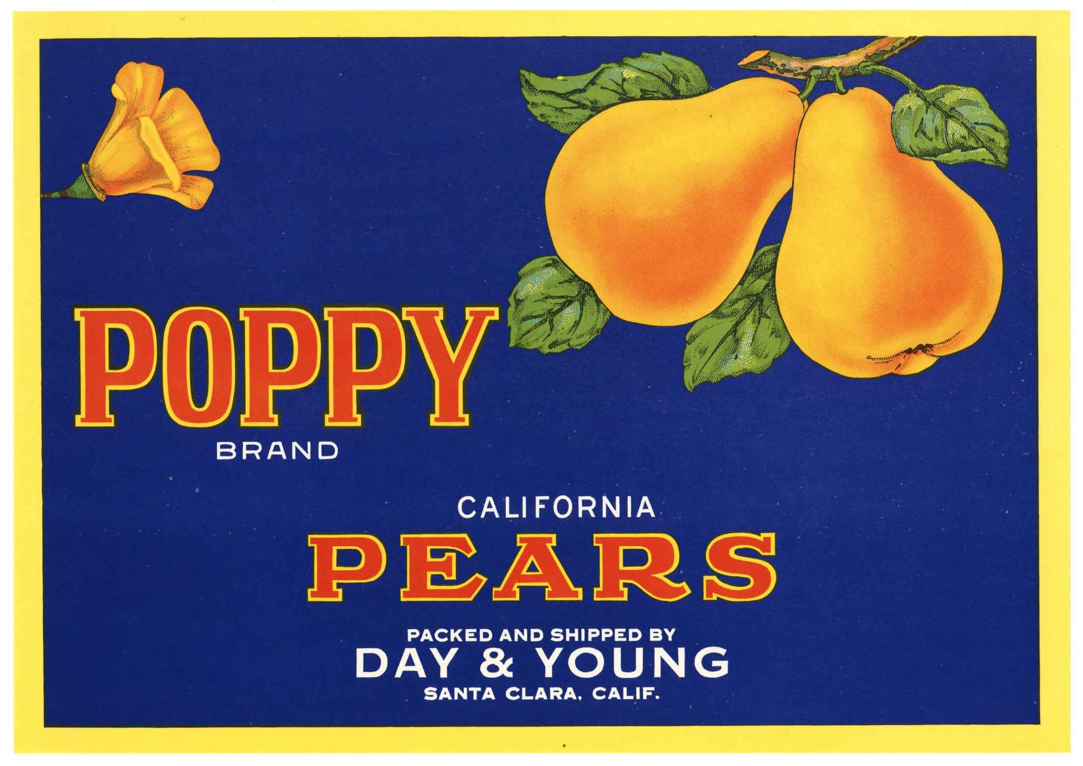 Poppy Brand Vintage Santa Clara Pear Crate Label – thelabelman
