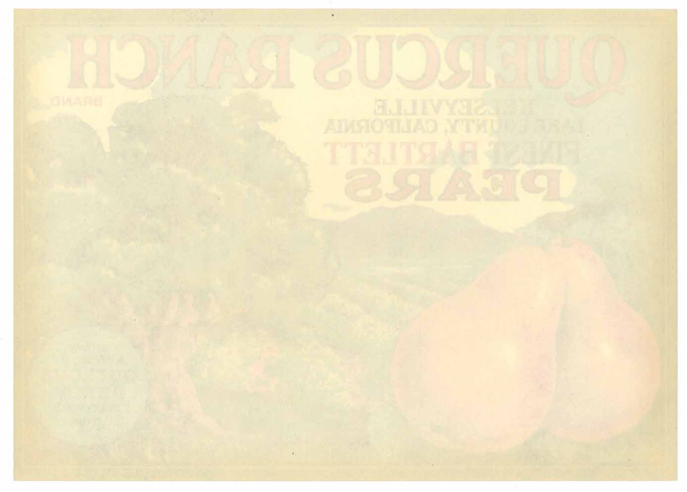 Quercus Ranch Brand Vintage Lake County California Pear Crate Label ...