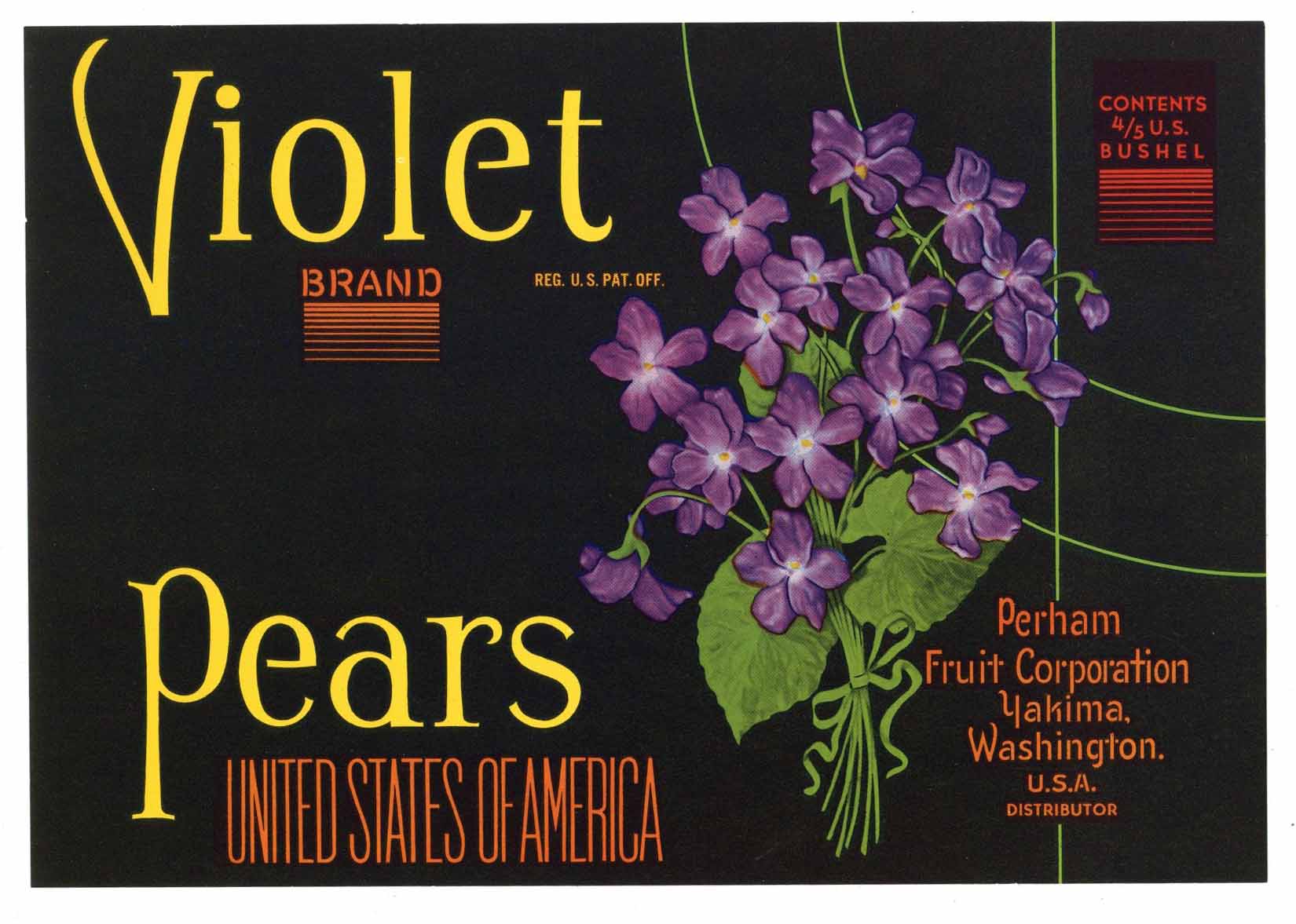 Violet Brand Vintage Yakima Washington Pear Crate Label – thelabelman