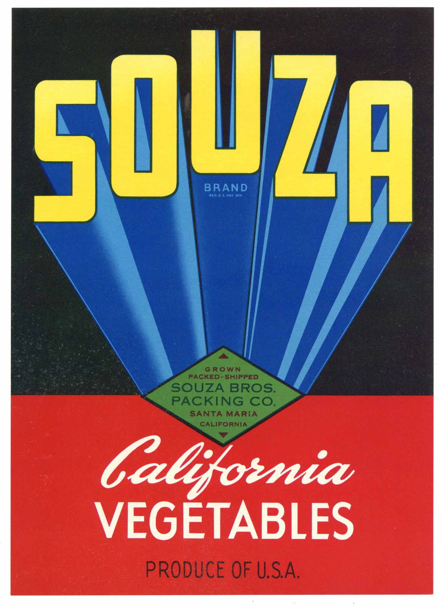 Souza Brand Vintage Santa Maria Vegetable Crate Label – thelabelman