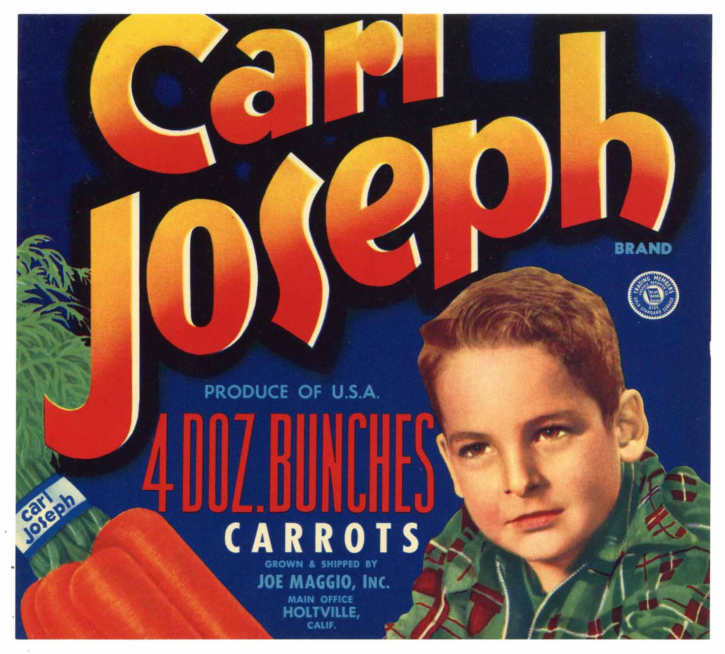 Carl Joseph Brand Imperial County California Carrot Crate Label, s ...