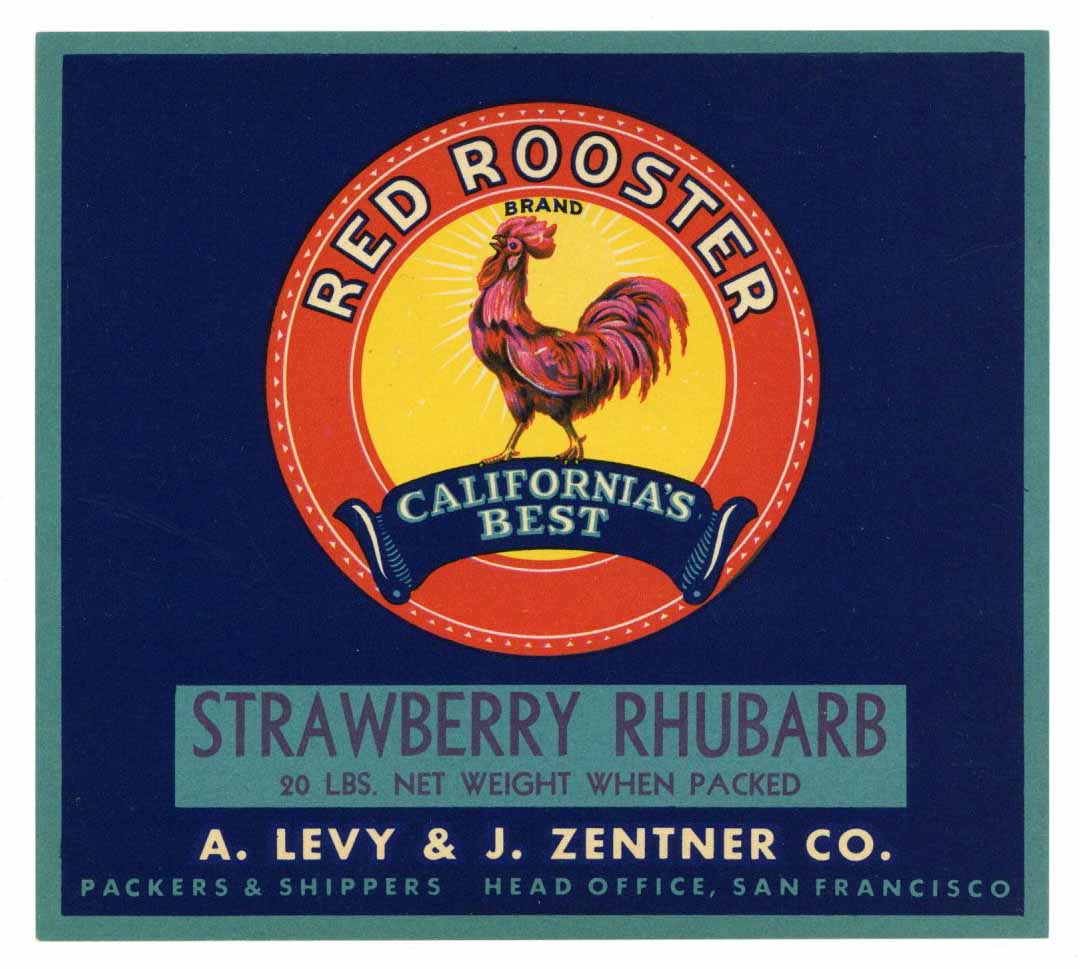 Red Rooster Brand Vintage Strawberry Rhubarb Crate Label – thelabelman