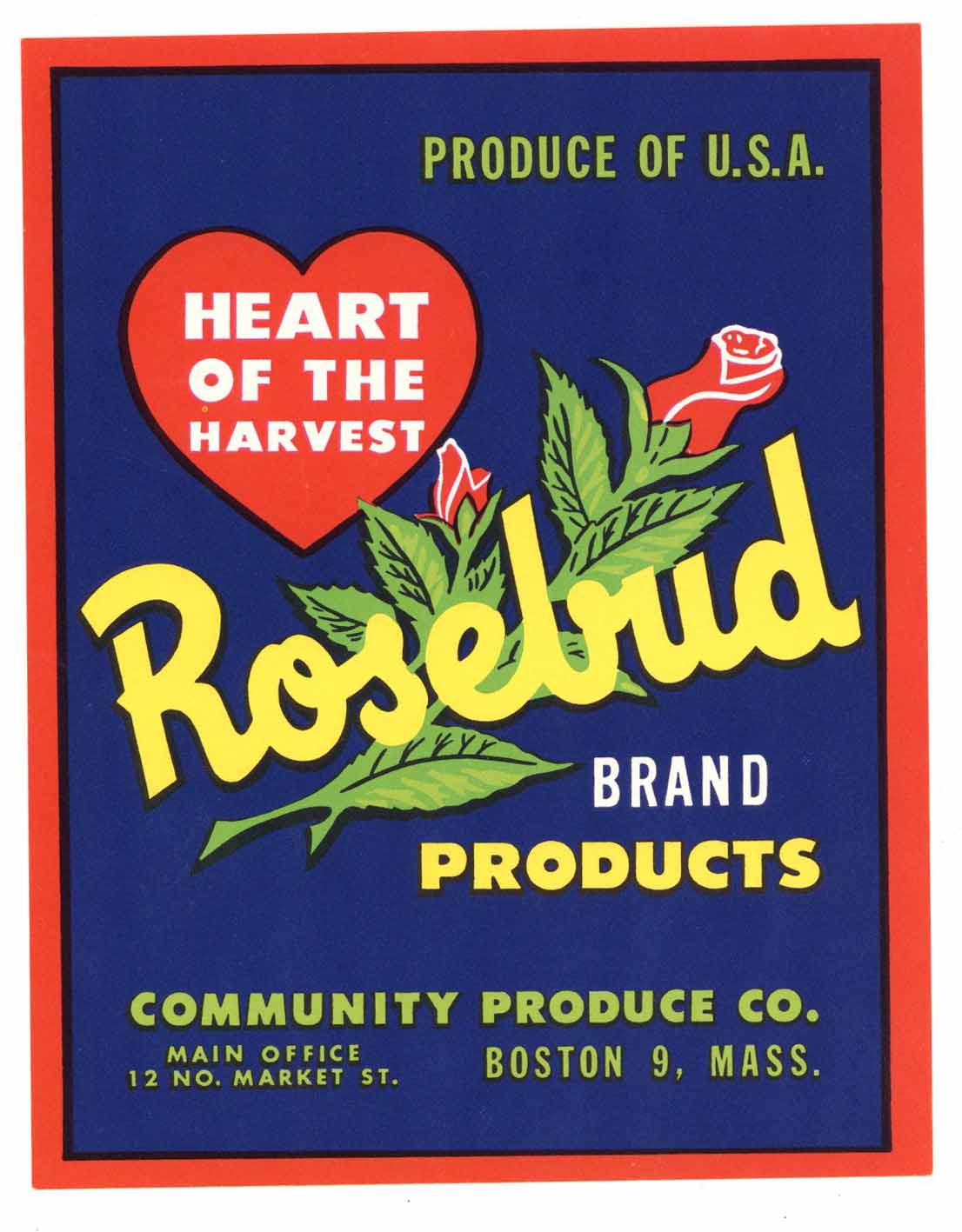 Rosebud Brand Vintage Boston Produce Crate Label – thelabelman