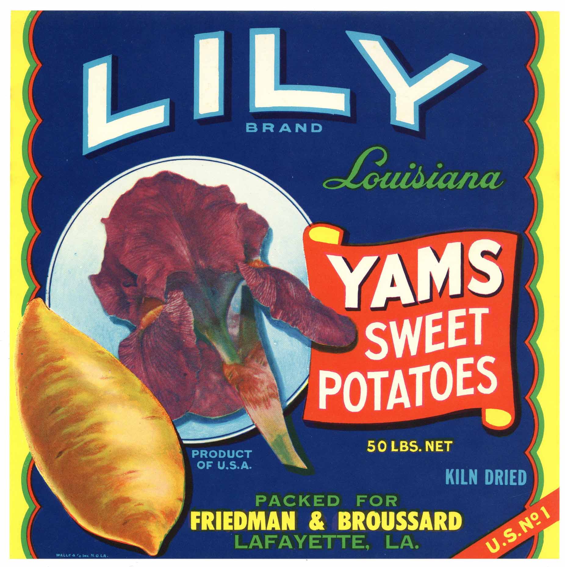 Lily Brand Vintage Lafayette Louisiana Yam Crate Label – thelabelman