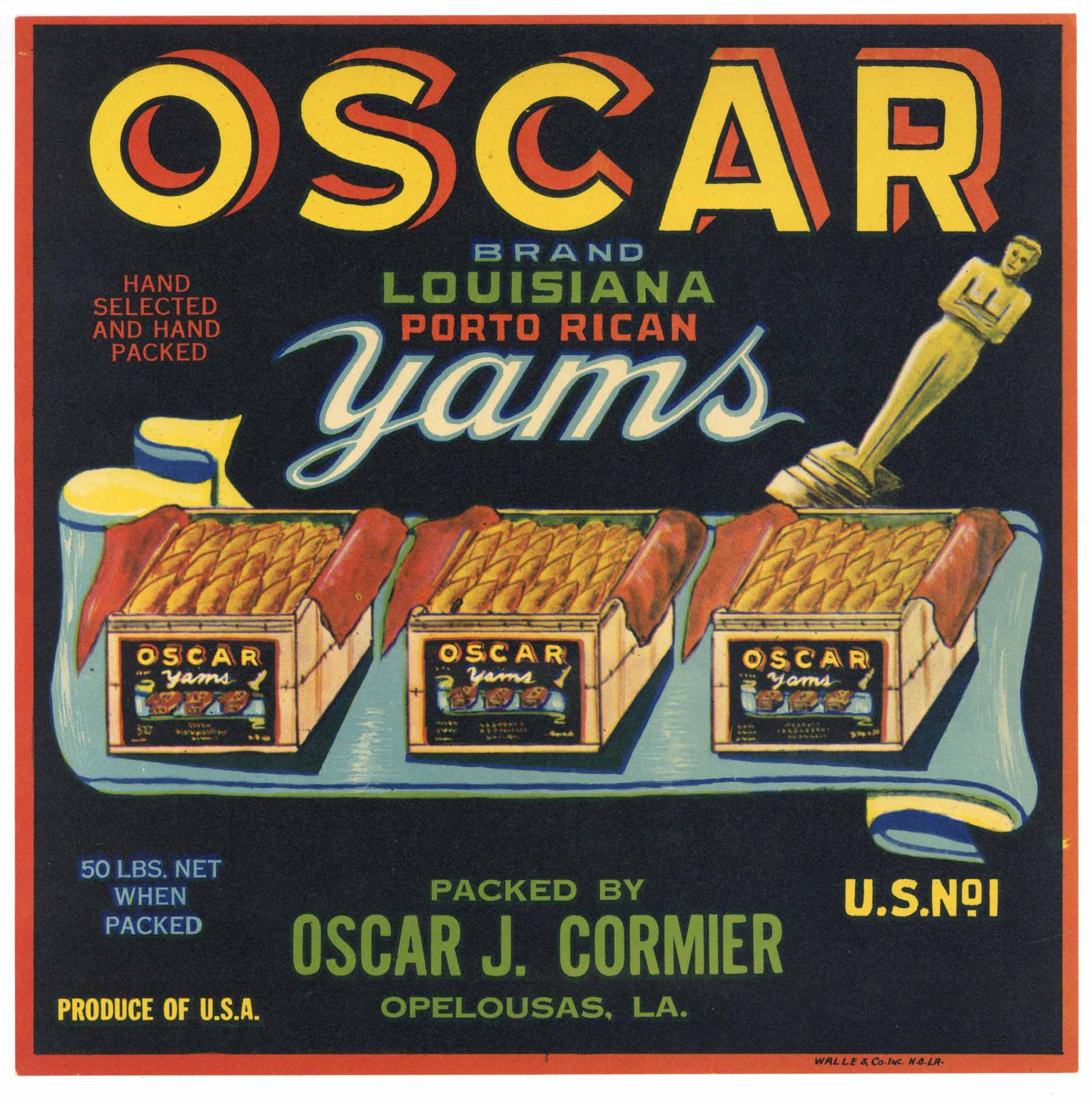 Oscar Brand Vintage Opelousas Louisiana Yam Crate Label – thelabelman